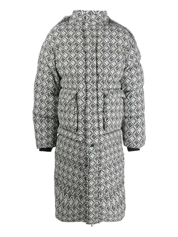 MARINE SERRE Moon Diamond-pattern Oversized Puffer Coat - White