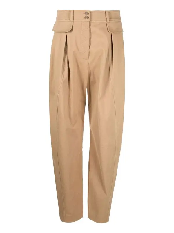Alberta Ferretti High-waisted Tapered Pleated Trousers - Neutrals
