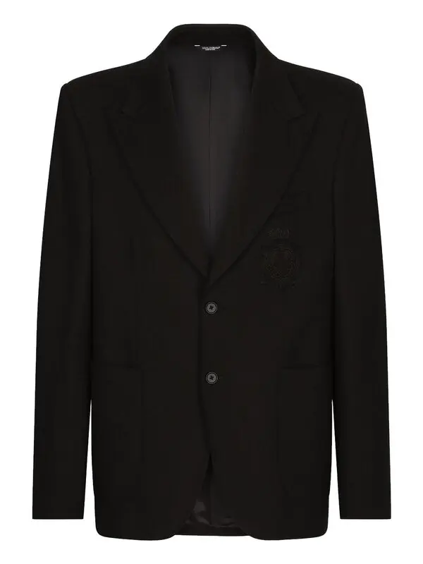 Dolce & Gabbana Heraldic-patch Single-breasted Blazer - Black