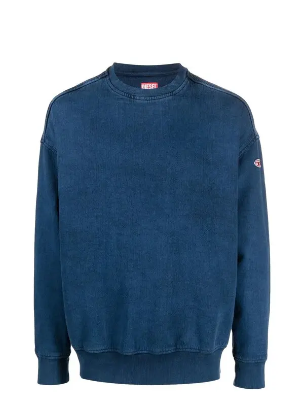 DIESEL® D-krib Track Denim Sweatshirt - Blue