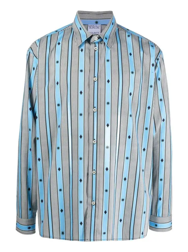 COUNTY OF MILAN Striped Button-up Shirt - Blue