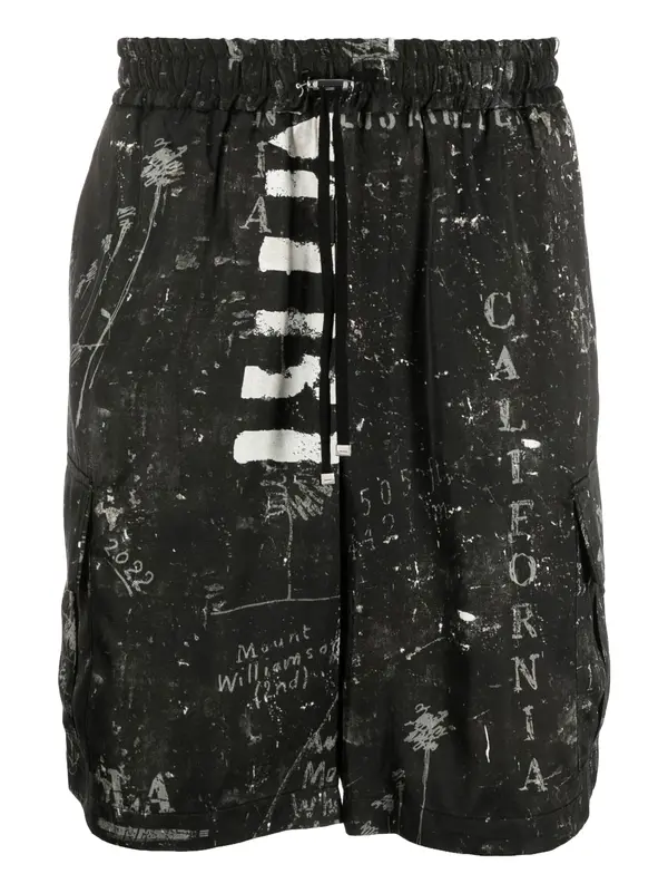 Amiri Abstract-print Bermuda Shorts - Black