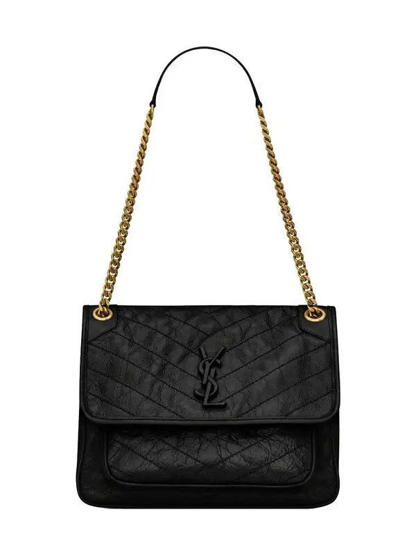Saint Laurent Niki Logo-lettering Shoulder Bag - Black