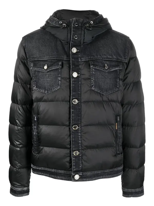 MOORER Button-up Padded Down Jacket - Black
