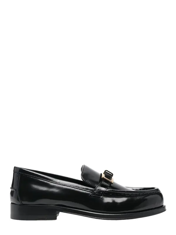 SERGIO ROSSI Buckled Leather Loafers - Black