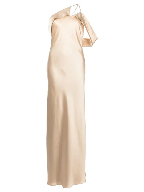 Michelle Mason Bias-cut One-shoulder Gown - Gold