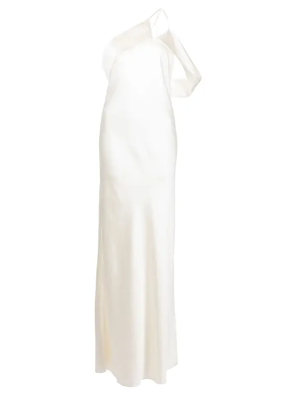Michelle Mason Bias-cut One-shoulder Gown - White
