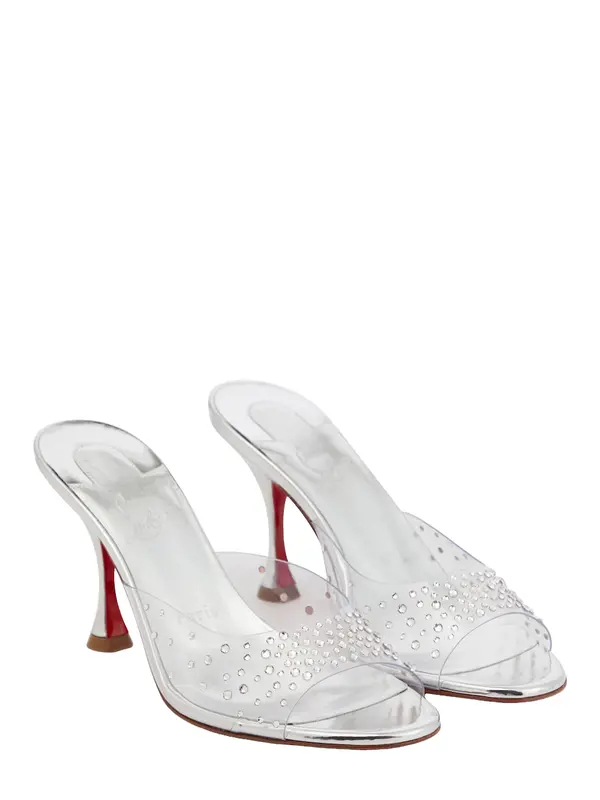 CHRISTIAN LOUBOUTIN Degramule 85 Embellished Mules - Silver
