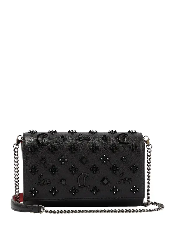 CHRISTIAN LOUBOUTIN Paloma Leather Wallet On Chain - Black