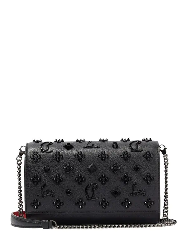CHRISTIAN LOUBOUTIN Paloma Leather Wallet On Chain - Black