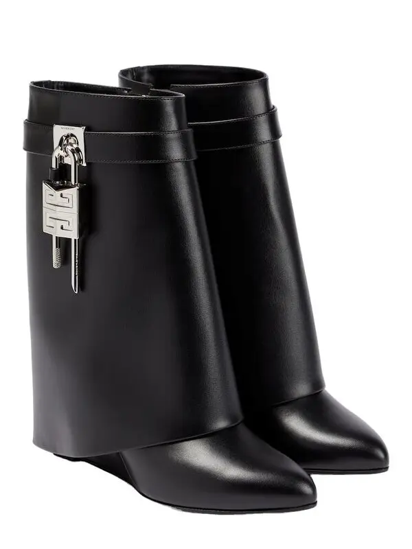 Givenchy Shark Lock Leather Ankle Boots - Black