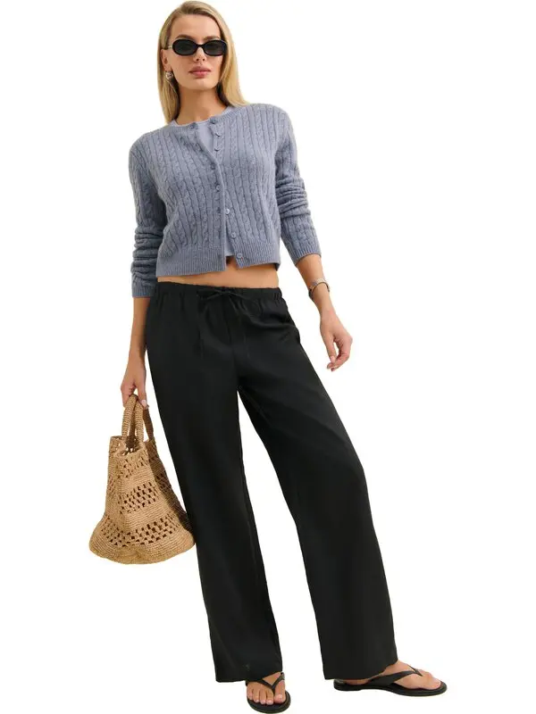 REFORMATION Olina Linen Short Pant - Black