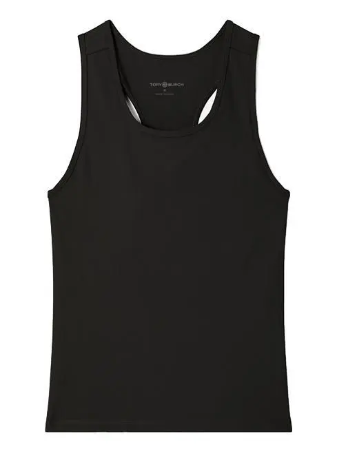 Tory Burch Burch Performance Jersey Racerback Tank Top - Black