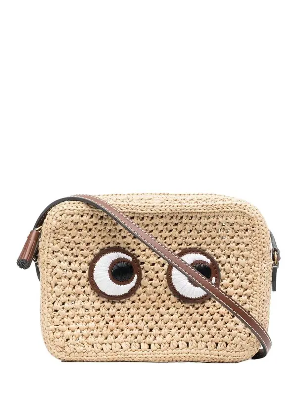 ANYA HINDMARCH Eyes-appliqué Woven Crossbody Bag - Neutrals