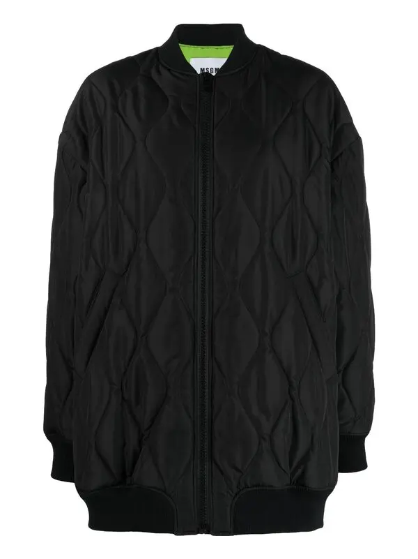 MSGM Quilted Bomber Jacket - Black