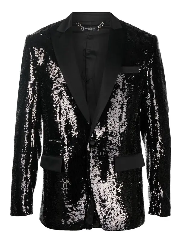 Philipp Plein Sequin Single-breasted Blazer - Black
