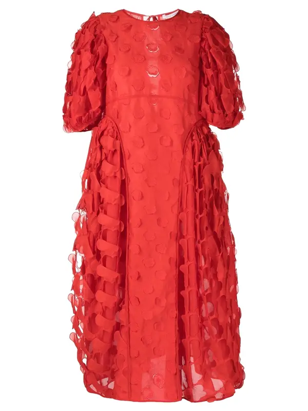 Cecilie Bahnsen Finnegan Textu Midi Dress - Red