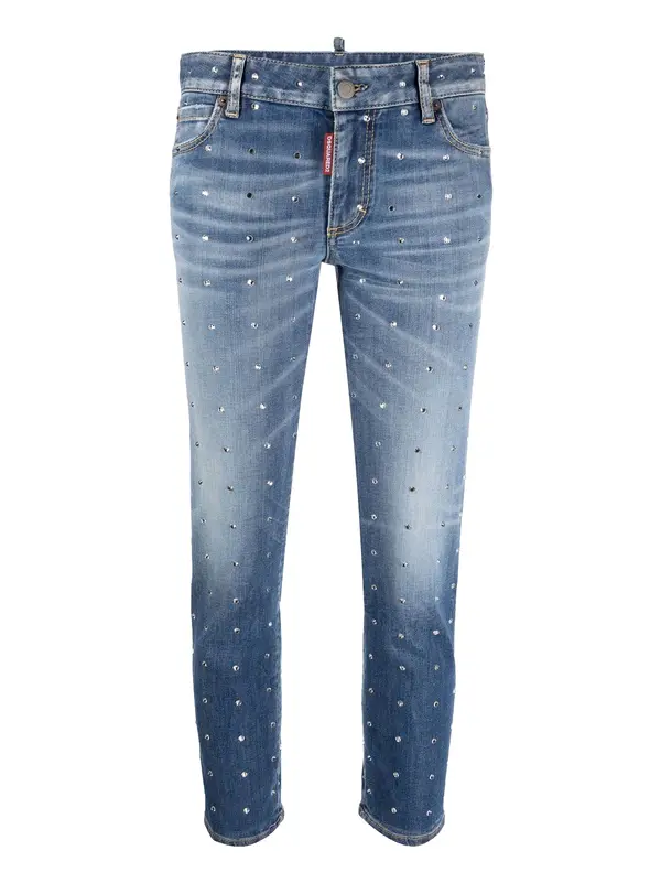 Dsquared2 Crystal-embellished Cropped Jeans - Blue