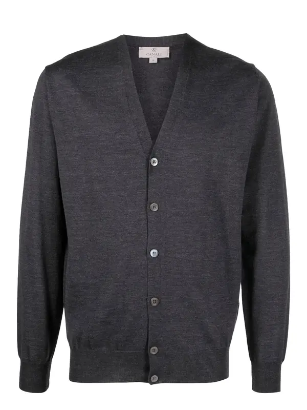 Canali Button-up Knitted Cardigan - Grey