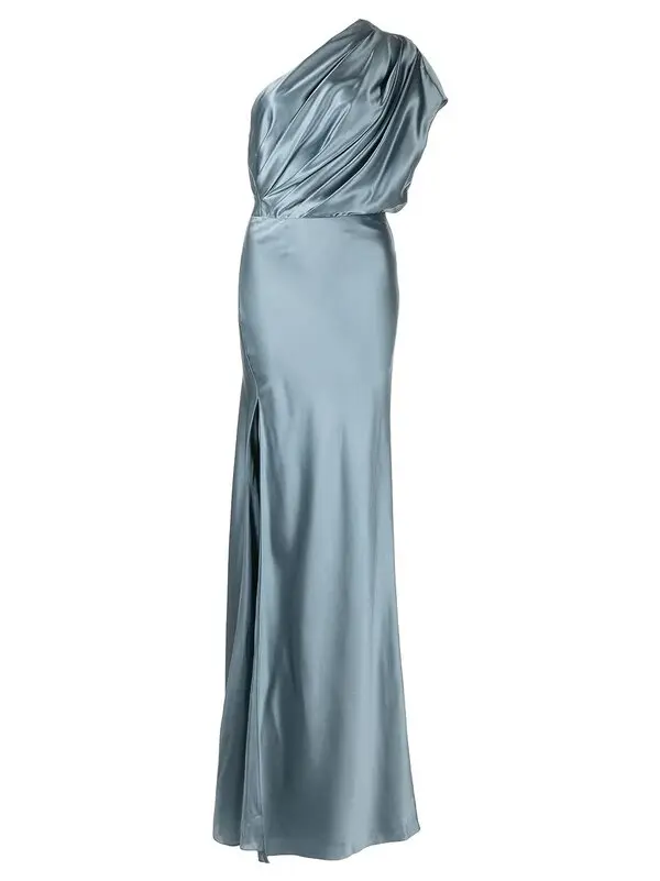 Michelle Mason Asymmetric Open Back Gown - Blue