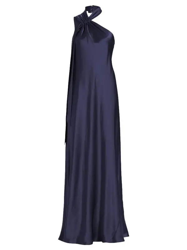 Galvan Ushuaia Satin Tieneck Gown - Midnight
