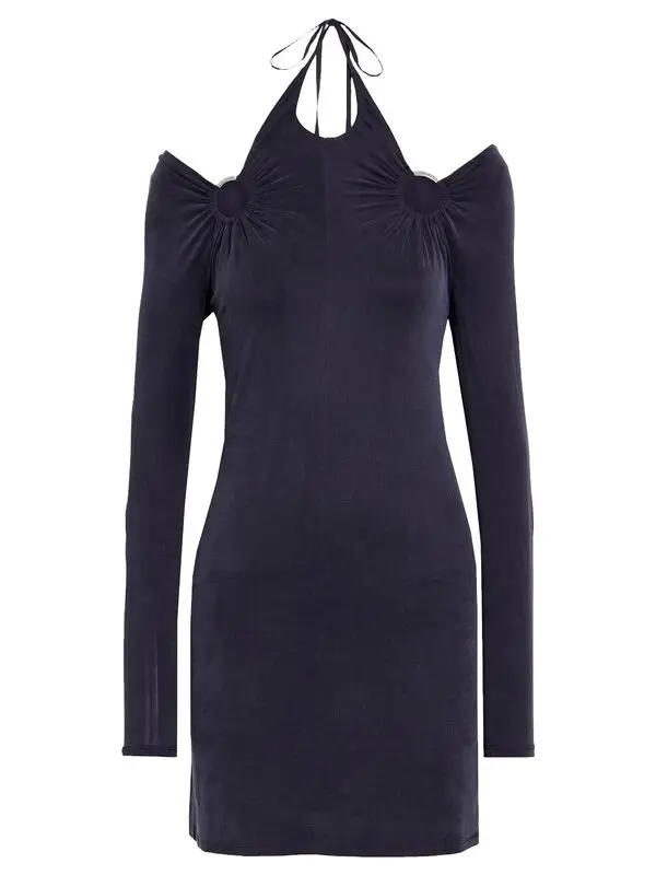 DION LEE Cutout Cupro-blend Mini Dress - Navy