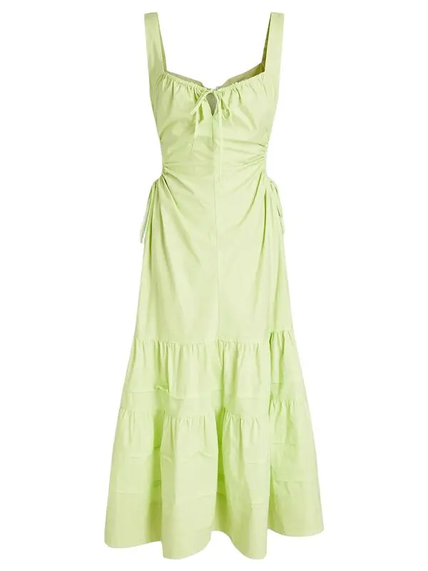 NICHOLAS Tiered Cutout Cotton Poplin Midi Dress - Light Green