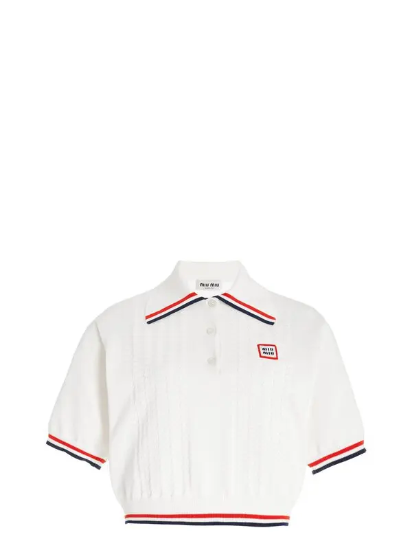 Miu Miu Silk-cotton Polo Sweater - White