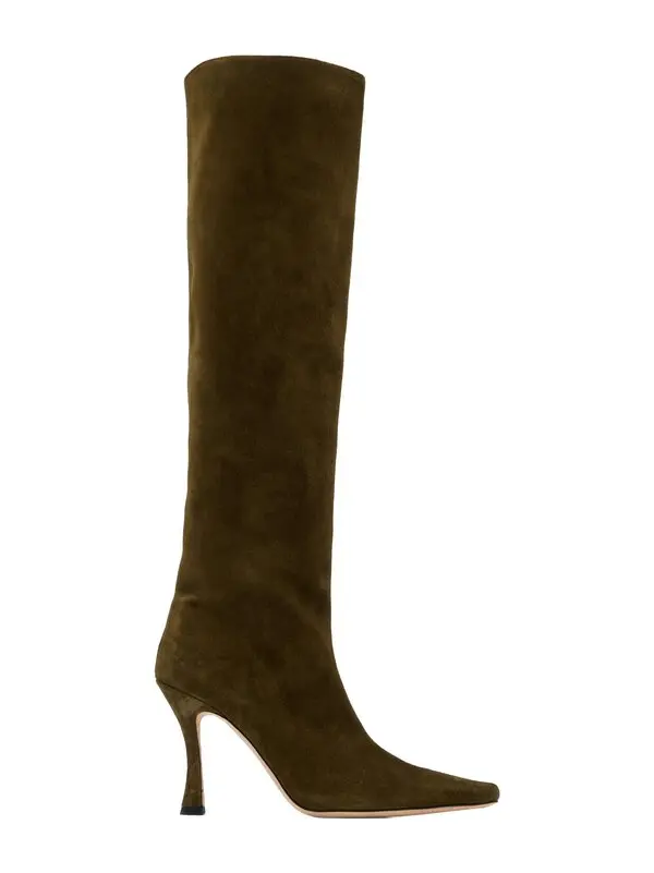 Staud Cami Suede Knee Boots - Green
