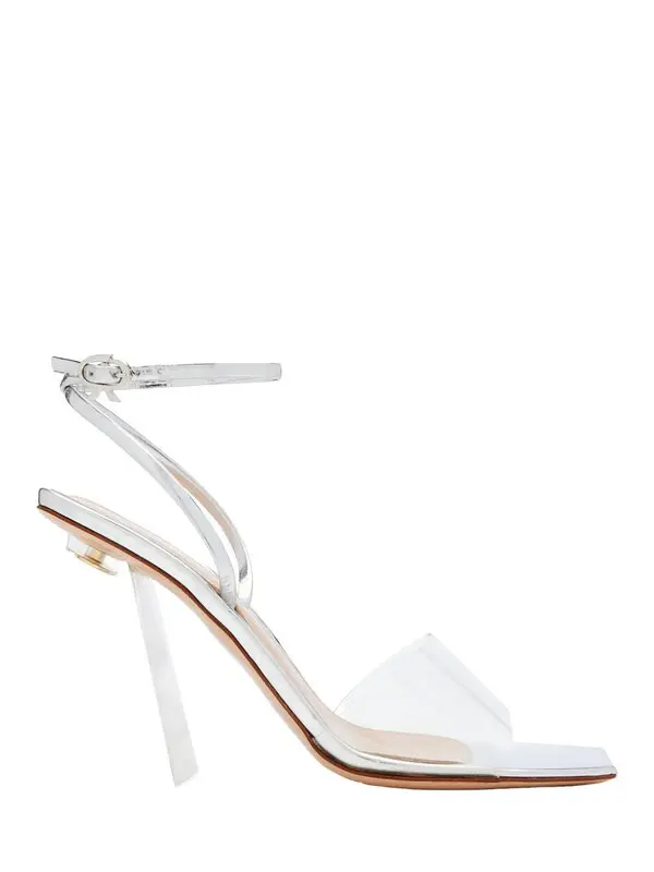GIANVITO ROSSI Metallic Pvc Square Toe Block Heel Sandals - Clear