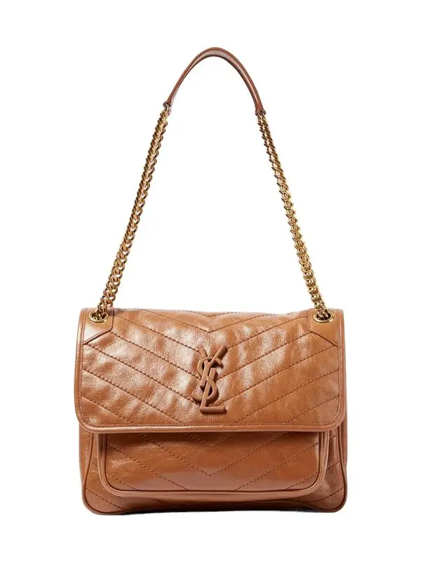 Saint Laurent Niki Medium Leather Shoulder Bag - Brown