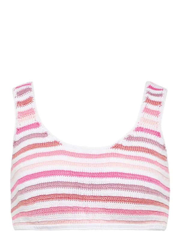 Anna Kosturova Striped Crochet Crop Top - Multicoloured
