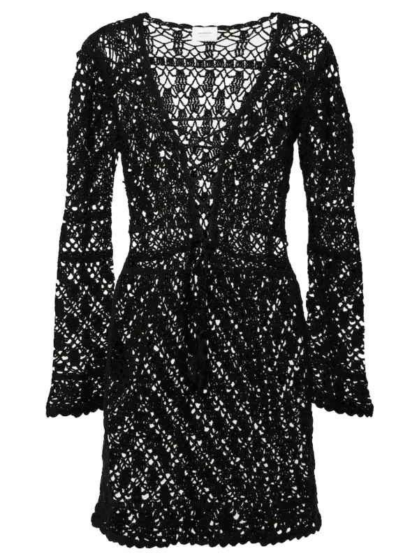 Anna Kosturova Bianca Crochet Cotton Minidress - Black
