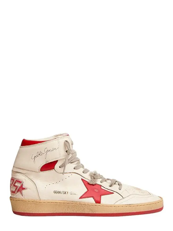 GOLDEN GOOSE Sky Star High Top Sneakers - White Red