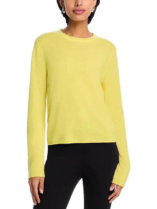 Aqua 100% Cashmere Rolled Edge Sweater - Limoncello