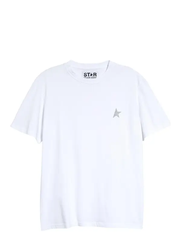 GOLDEN GOOSE Glitter Star Cotton Logo T-shirt - White/silver