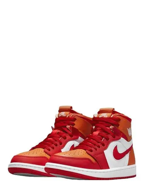 JORDAN Air 1 Zoom Air Comfort High-top Sneakers - Fire Red/ Hot Curry/ White