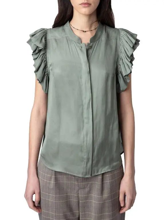 Zadig&Voltaire Satin Ruffle Blouse - Trellis