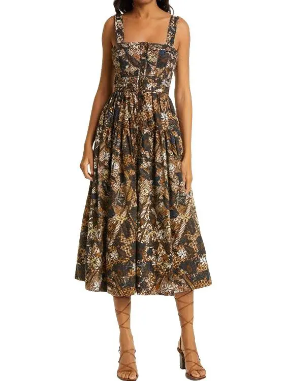 Ulla Johnson Isabela Floral Print A-line Dress - Bronze