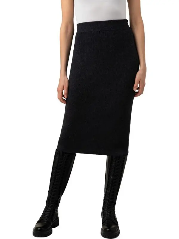 Akris Wool Ribbed Skirt - Graphite