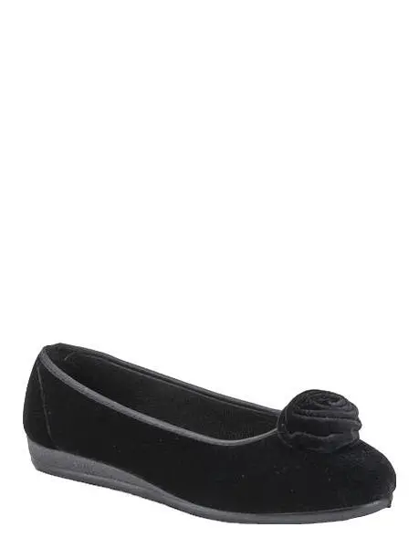 SPRING STEP SHOES Roseloud Velvet Slipper - Black