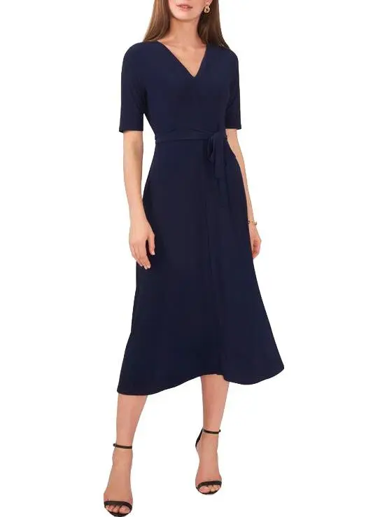 Chaus Tie Belt Midi Dress - Navy 418