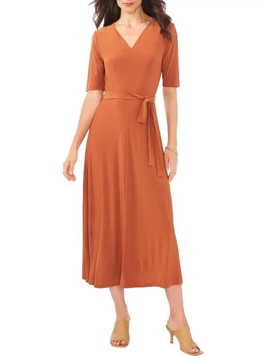 Chaus Tie Belt Midi Dress - Pumpkin Spice