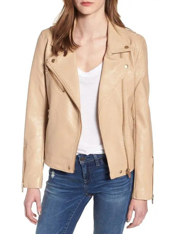 Blanknyc Faux Leather Moto Jacket - Natural Light