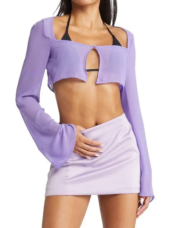 House Of Cb Georgette Crop Top - Violet