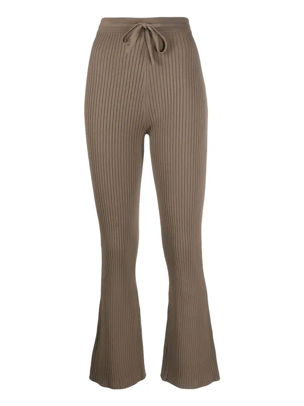 Nanushka Ribbed Knitted Cropped Trousers - Brown