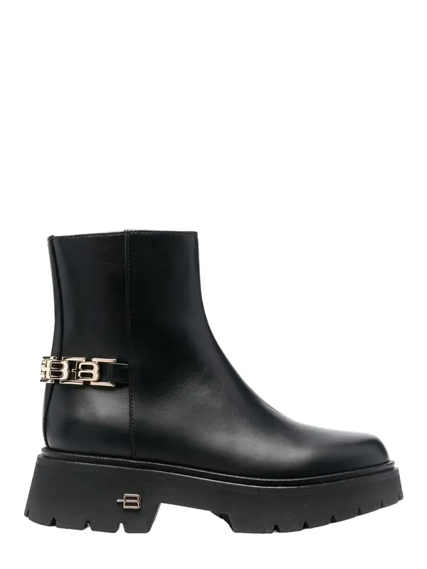 BALDININI Logo Chain-embellished Ankle Boots - Black