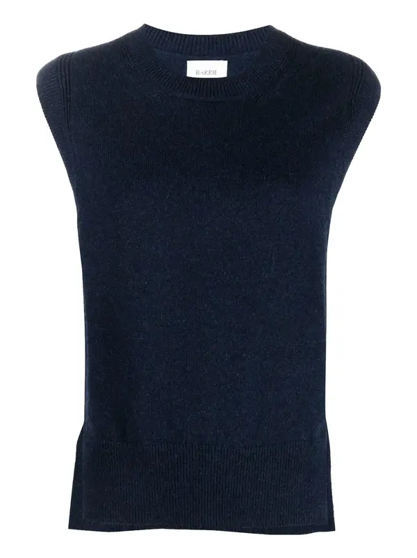 BARRIE Iconic Sleeveless Cashmere Jumper - Blue