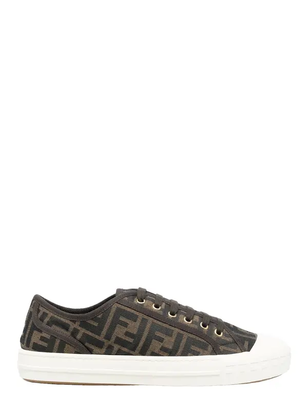 Fendi Jacquard-logo Low-top Sneakers - Brown