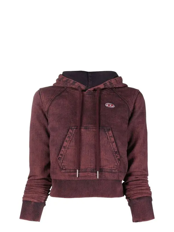DIESEL® Cropped Denim Hoodie - Red